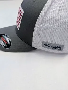 Columbia | Accessories | Columbia Pfg Flexfit Fish Flag Cap Gray Red ...